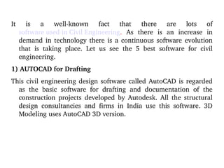 Best 5 software for civil engineering | PPT