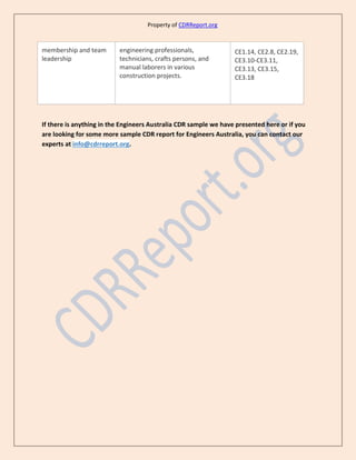 Civil Engineering CDR Sample (ANZSCO Code: 233211) | PDF