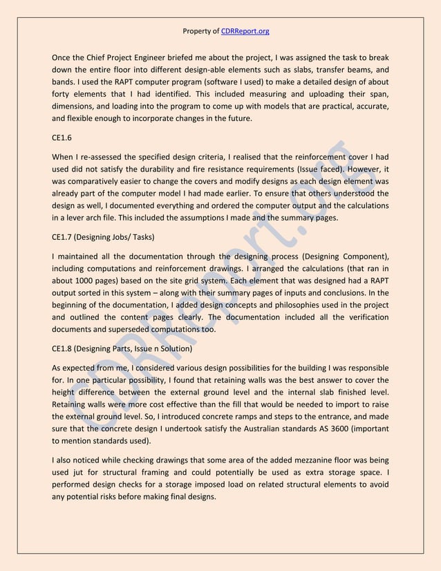 Civil Engineering CDR Sample (ANZSCO Code: 233211) | PDF | Civil ...