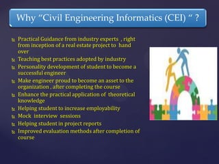 Civil engineering informatics a practical project management courses ...
