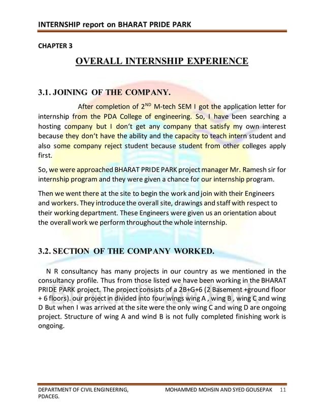 Civil engineering internship report | DOCX