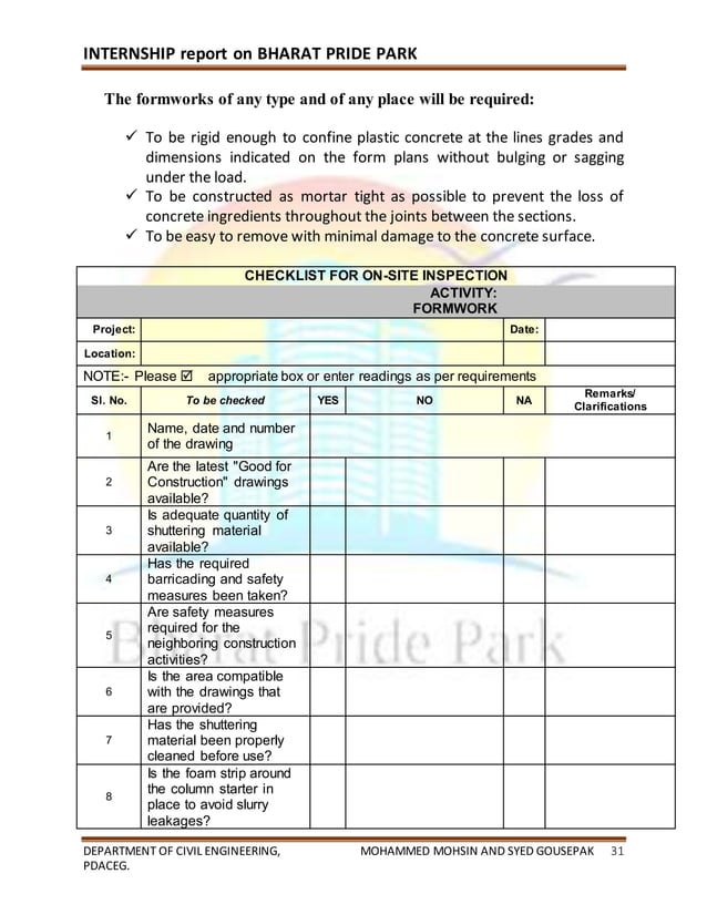 Civil engineering internship report | DOCX