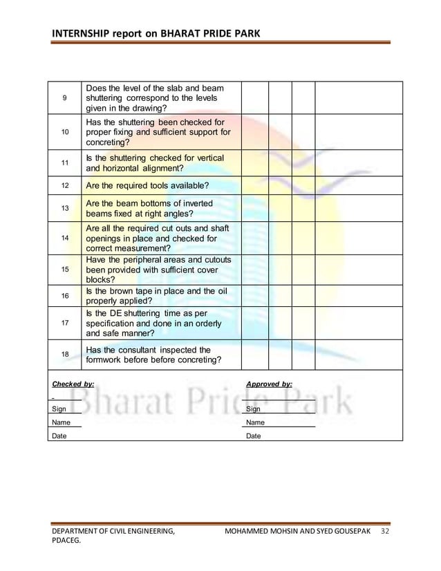 Civil engineering internship report | DOCX