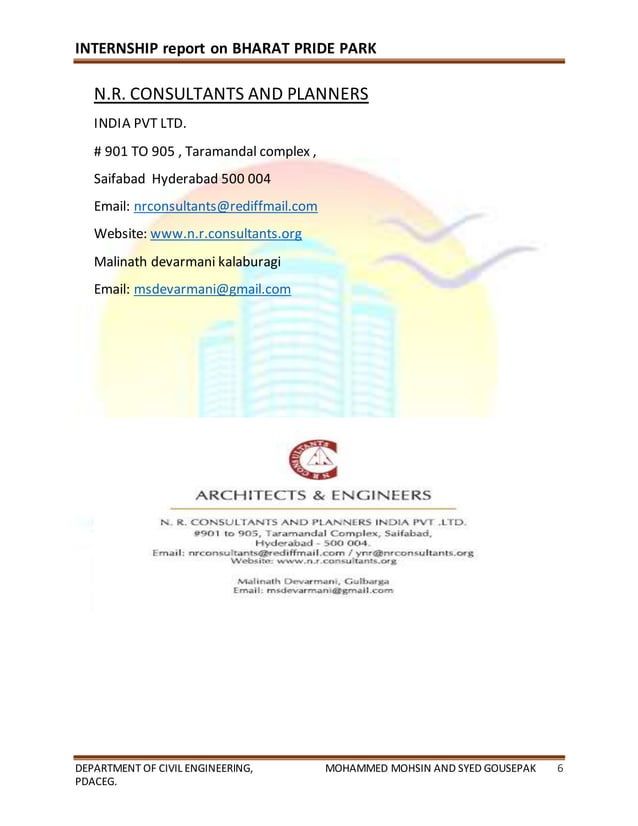 Civil engineering internship report | DOCX