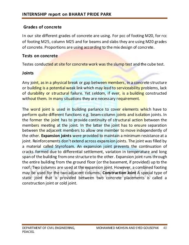 Civil Engineering Internship Report Civil Engineering Internship Report