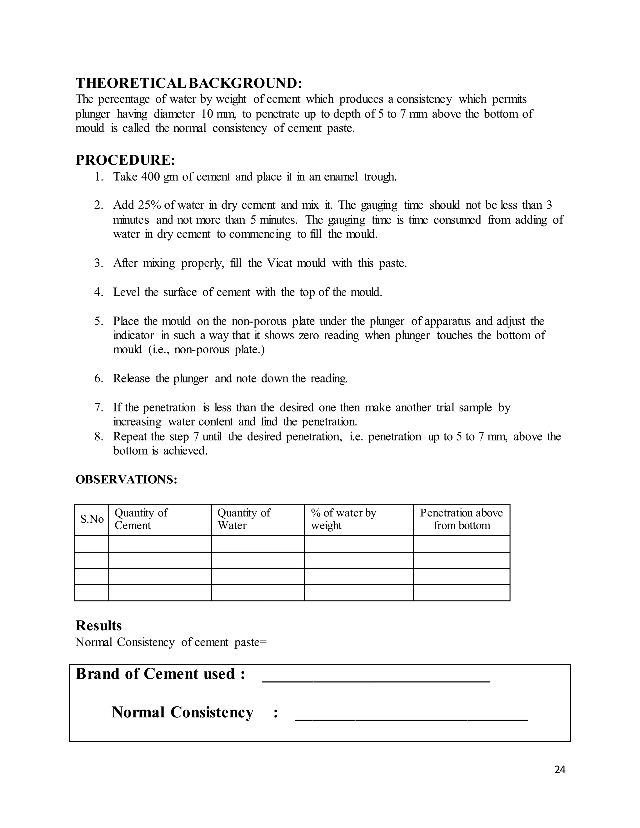 Civil engineering materials lab manual revised | DOCX