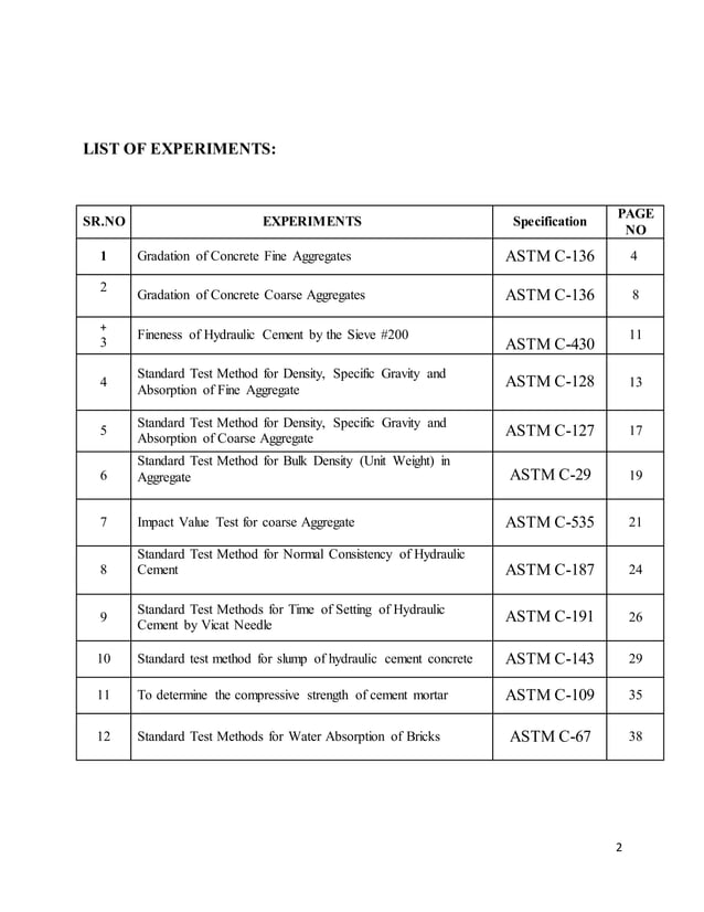 Civil engineering materials lab manual revised | DOCX