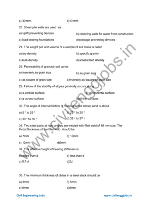 Civil engineering objective 4 | PDF