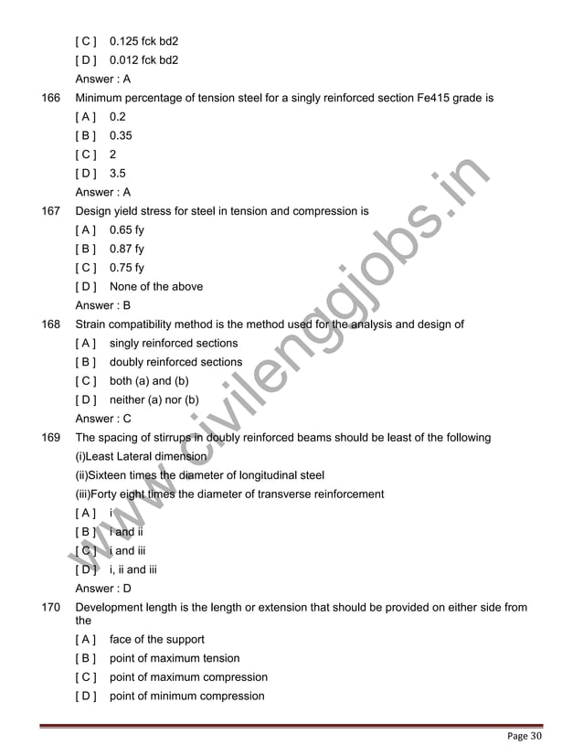 Civil engineering objective 5 | PDF