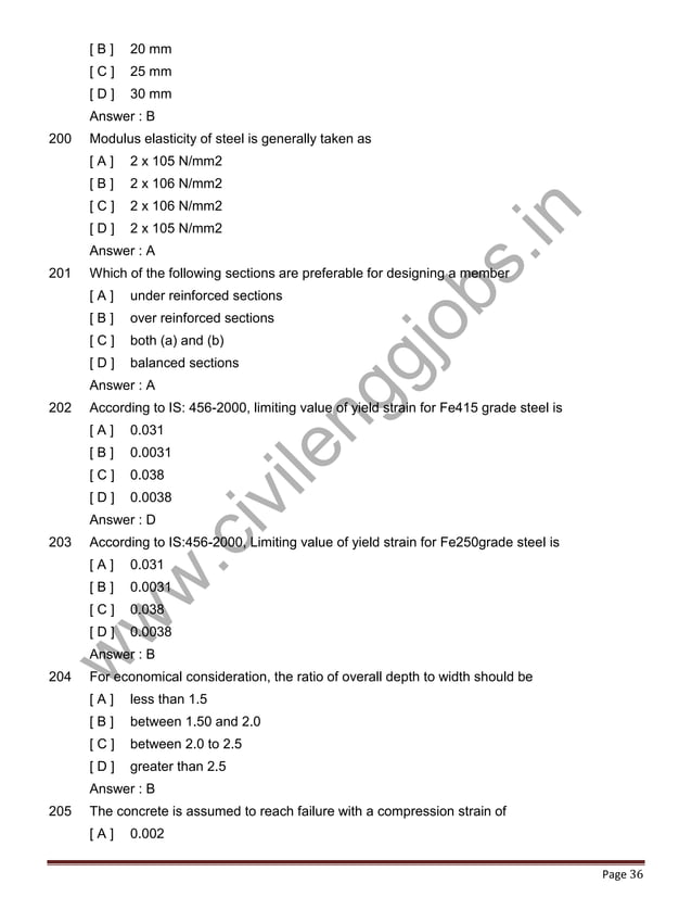 Civil engineering objective 5 | PDF