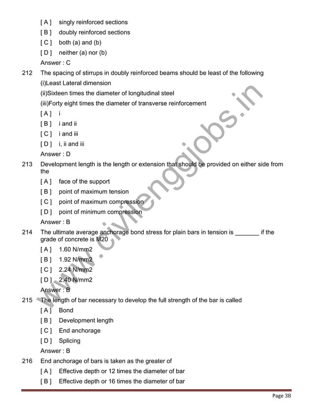 Civil engineering objective 5 | PDF