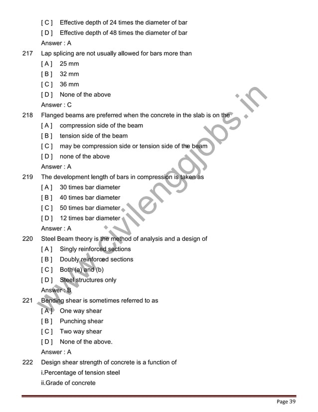 Civil engineering objective 5 | PDF