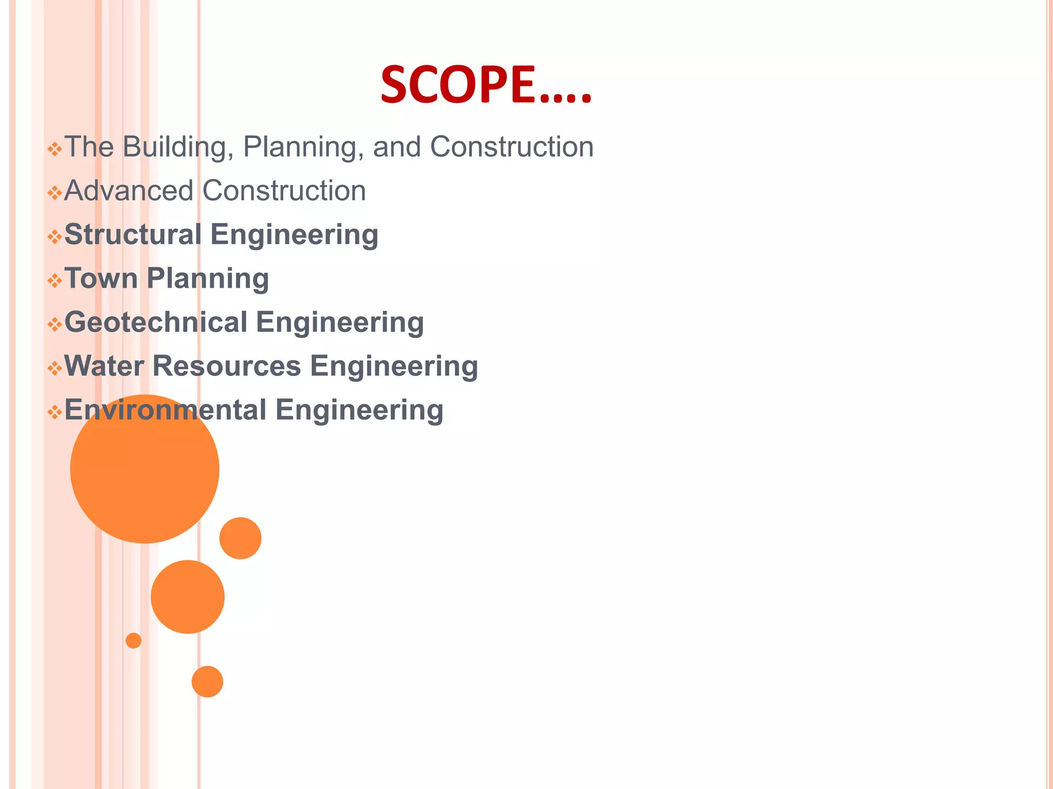 SCOPE OF CIVIL ENGINEERING | PPTX