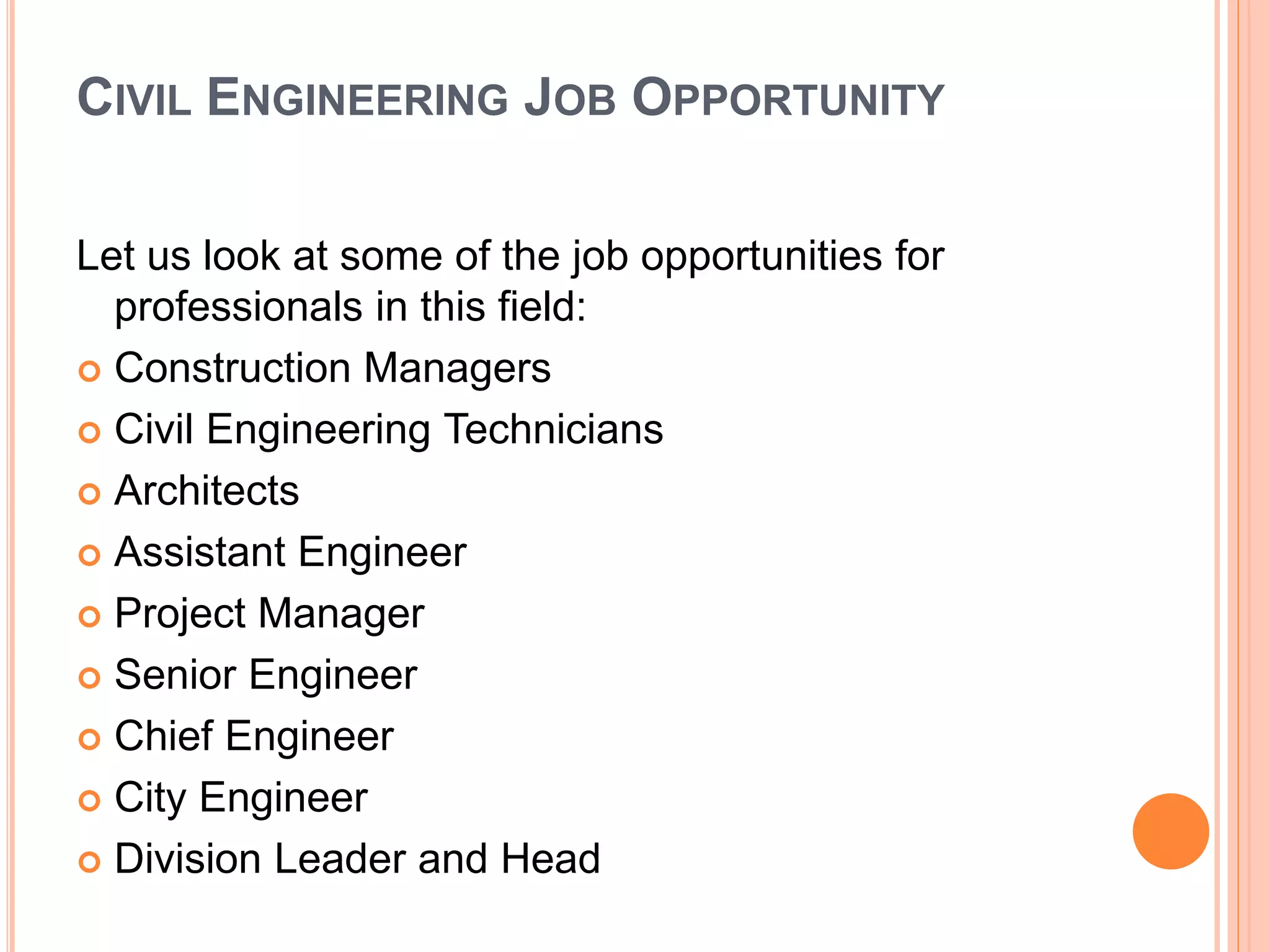 SCOPE OF CIVIL ENGINEERING | PPTX