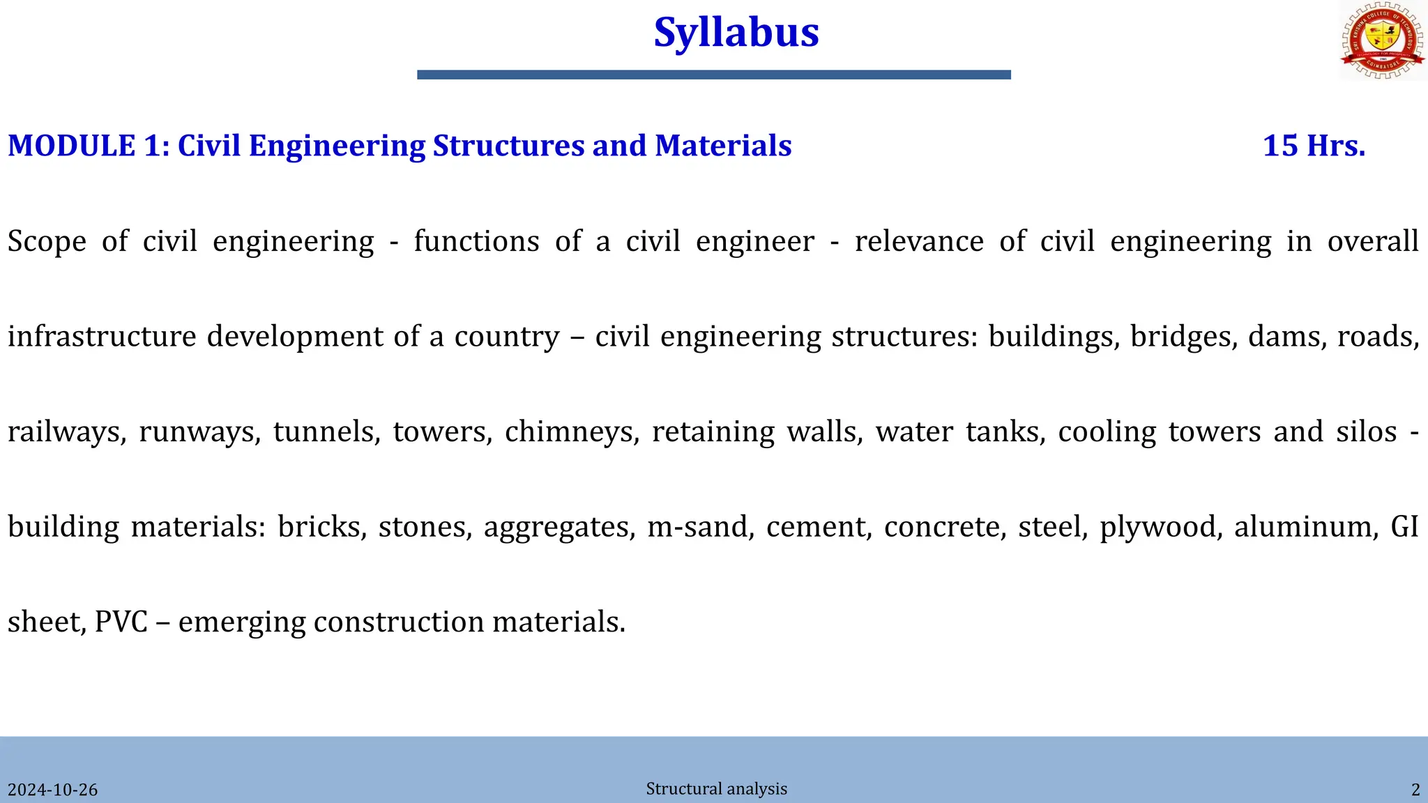 Civil Engineering Structures, Materials and Scope | PDF