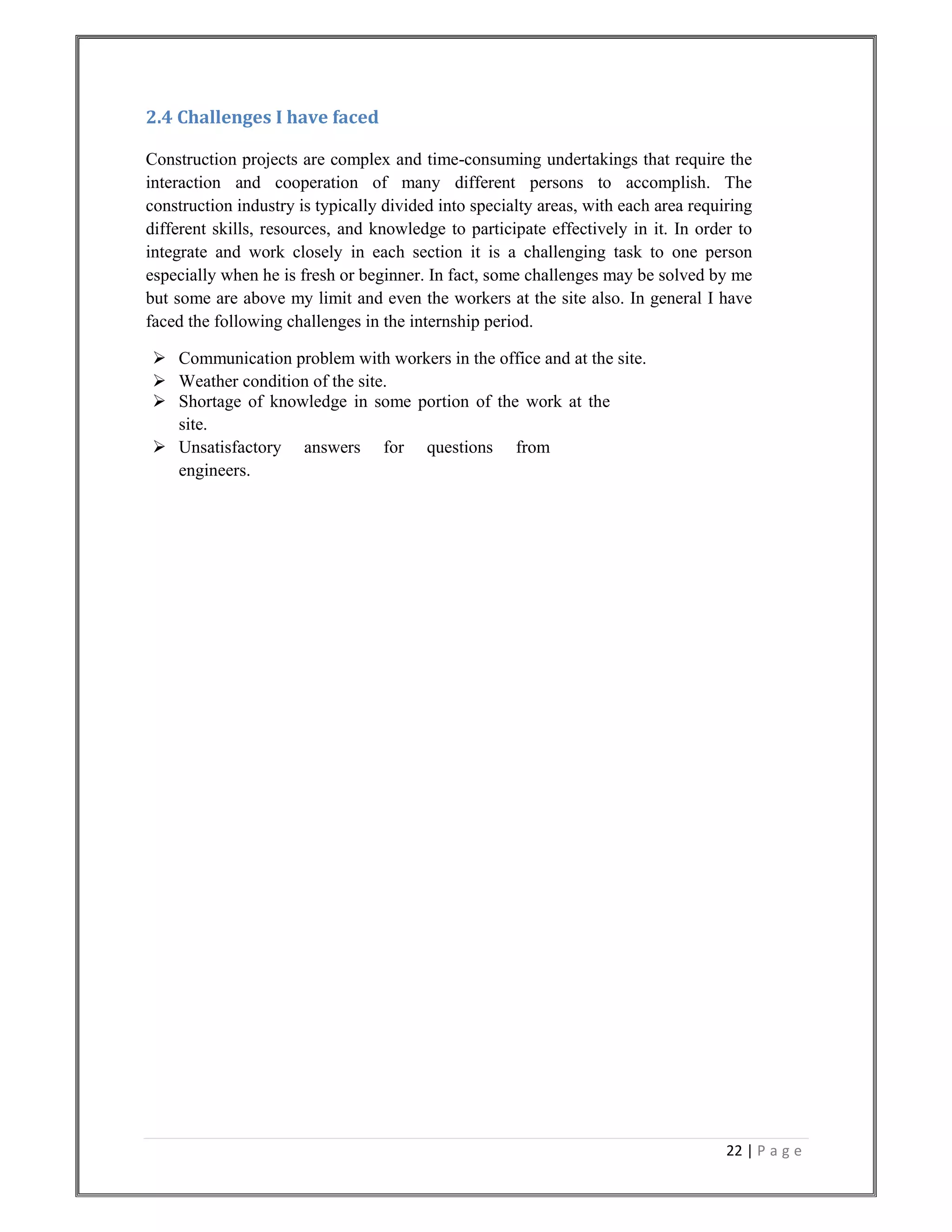 Civil enginerring internship report | PDF