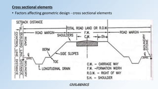 highway alignments and cross-sectional elements of a road | PPTX
