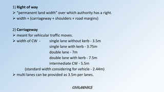highway alignments and cross-sectional elements of a road | PPTX