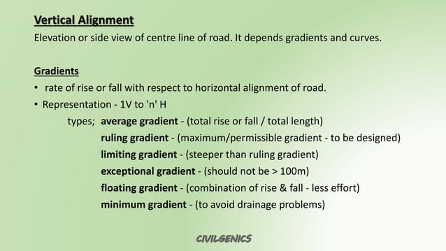 Horizontal and vertical alignment of highway | PPTX | Rail Travel ...