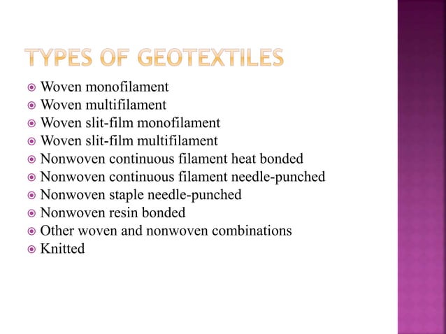 Seminar on the spec of geotextiles and applications | PPTX | Needlework ...