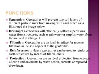 Seminar on the spec of geotextiles and applications | PPTX