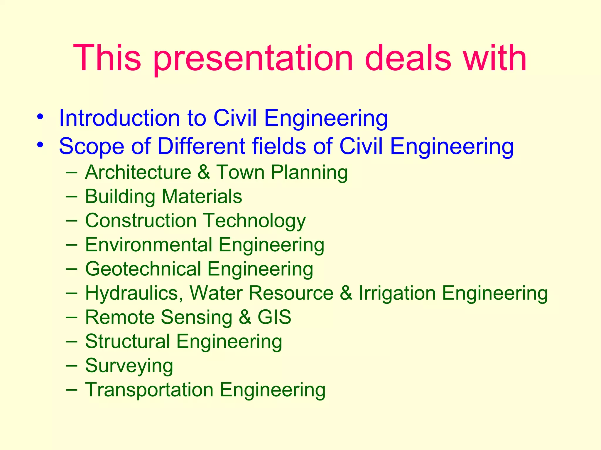 Introduction to Civil Engineering | PPT