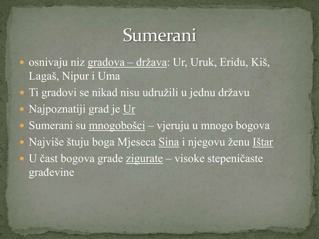 Civilizacije prvih pisama Sumer | PPTX