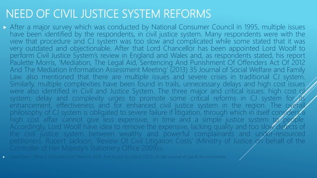 Civil justice system reforms in england and wales | PPT