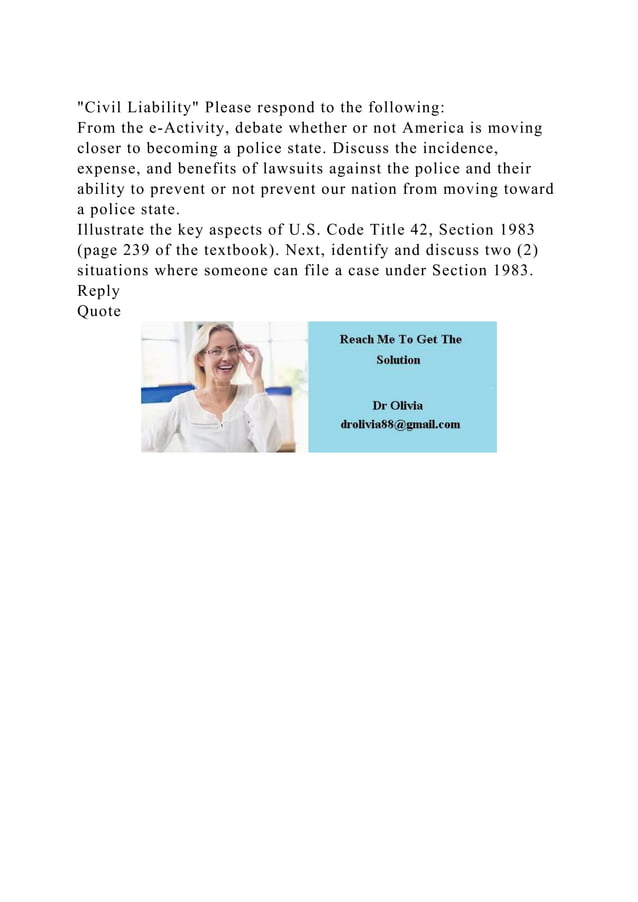 Civil Liability Please respond to the followingFrom the e-Activ.docx