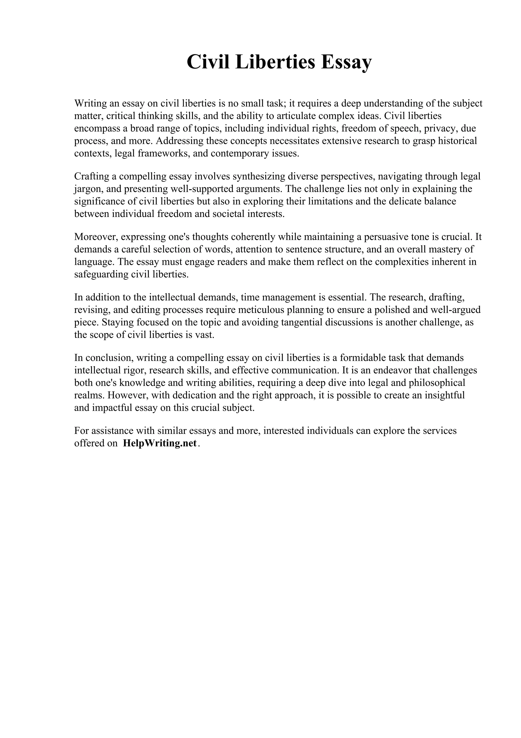 Civil Liberties Essay | PDF