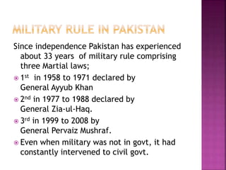 Civil military relation of pakistan | PPTX