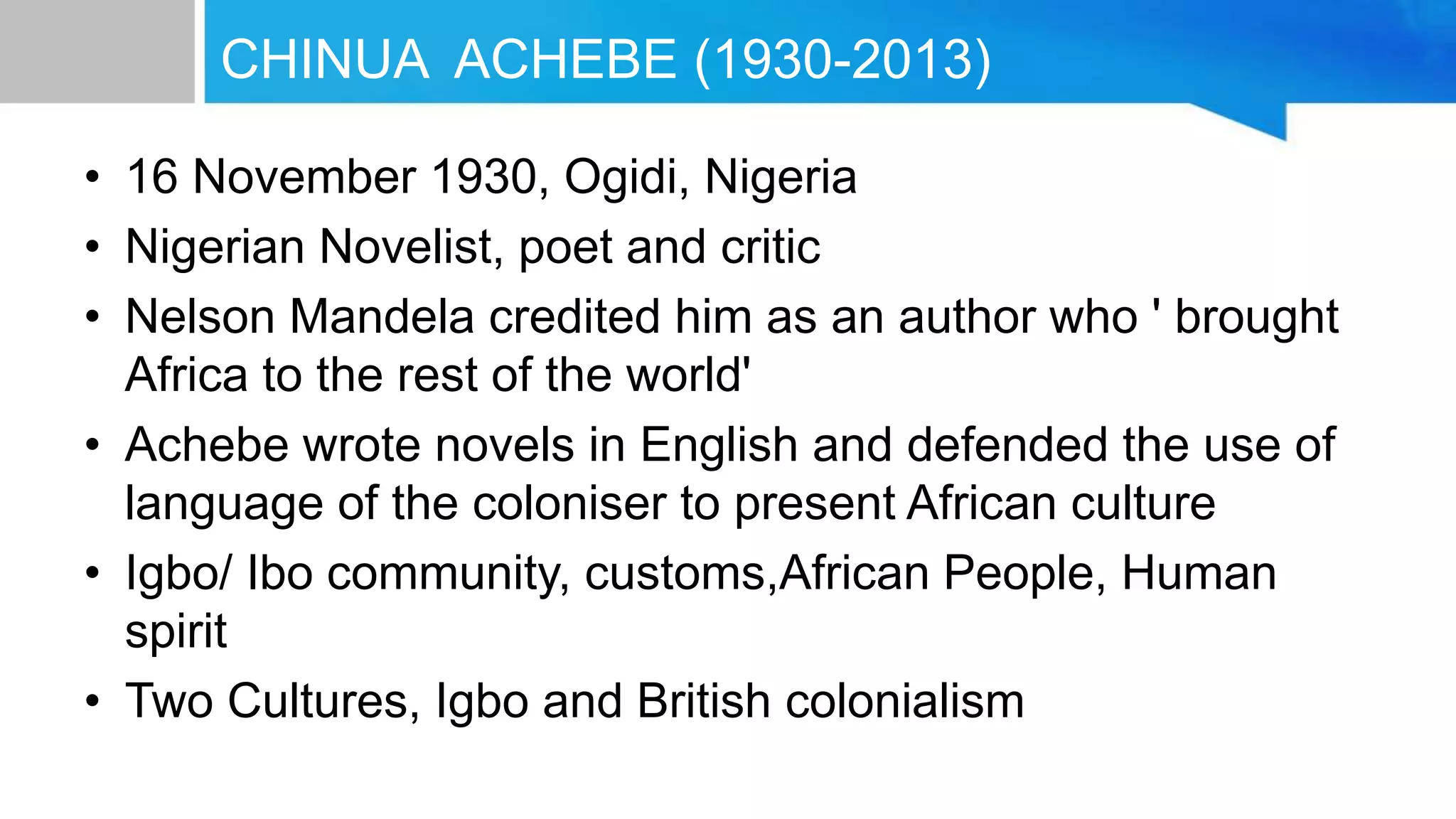 Civil Peace Chinua Achebe | PPTX