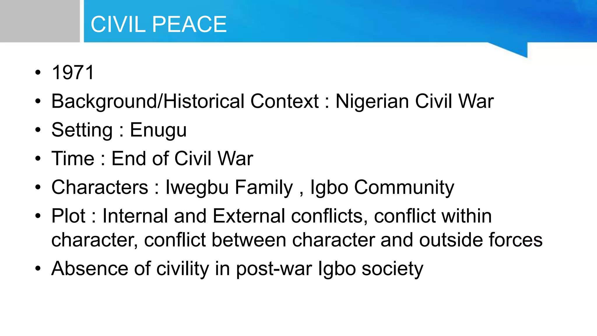 Civil Peace Chinua Achebe | PPTX