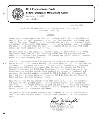 Civil preparedness guide fema 1-10 | PDF