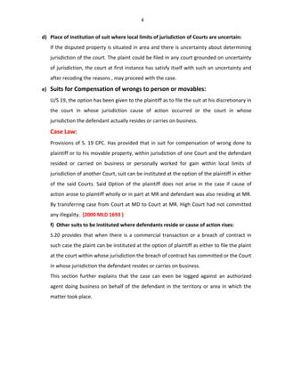 Civil procedure code, 1908 { place of institution of suits } | PDF