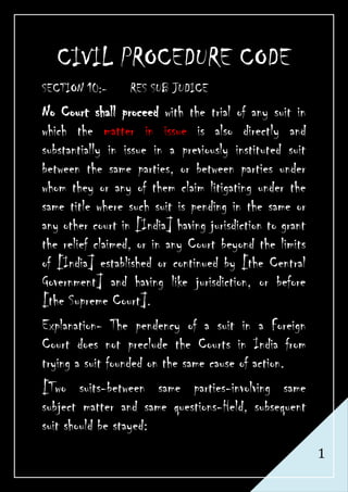 Civil procedure code res judicata and res sub judice | PDF