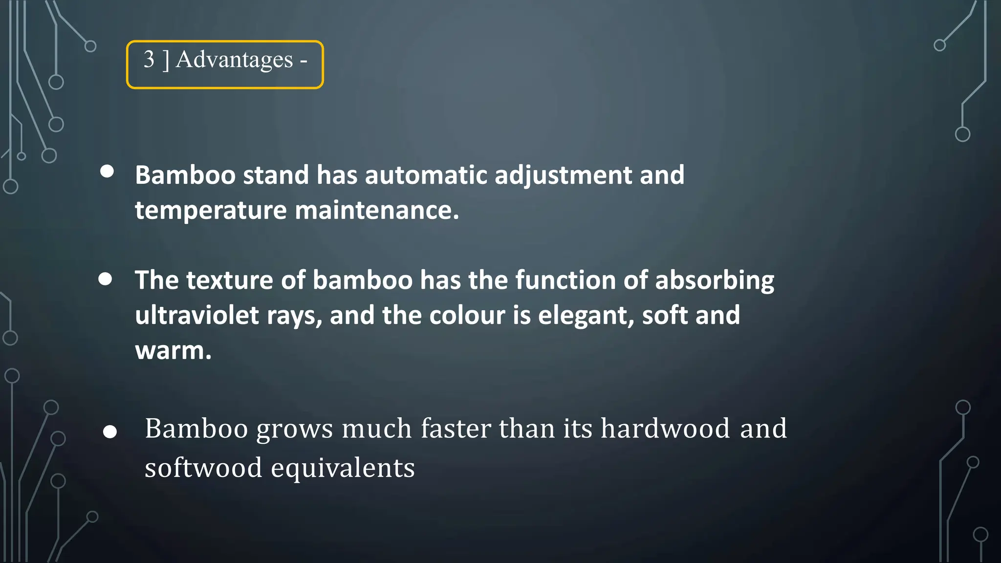 The project topic is BAMBOO BASIC TABLE | PPT