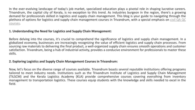 Civil Qa Qc Courses In Trivandrum Ppt