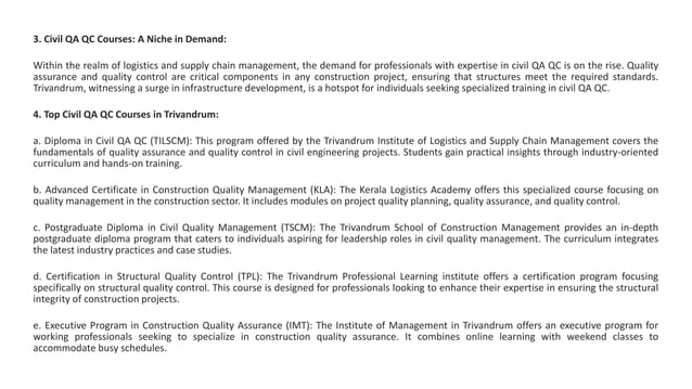 Civil Qa Qc Courses In Trivandrum Ppt