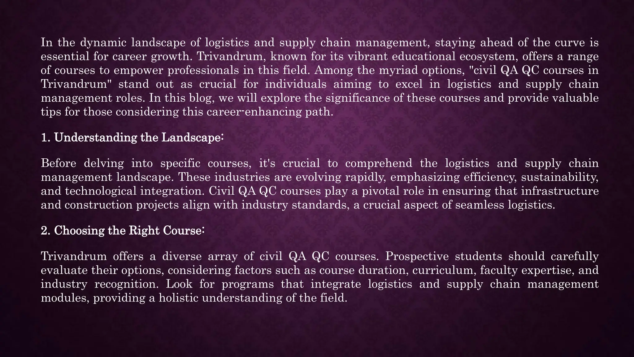 Civil Qa Qc Courses In Trivandrum Ppt