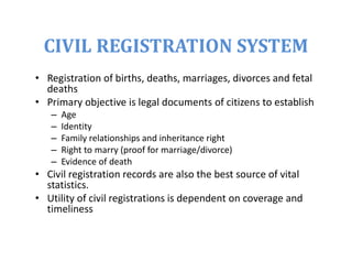 Civil registration and vital statistics in india | PDF
