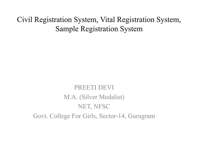 Civil registration system, vital registration system, Sample ...