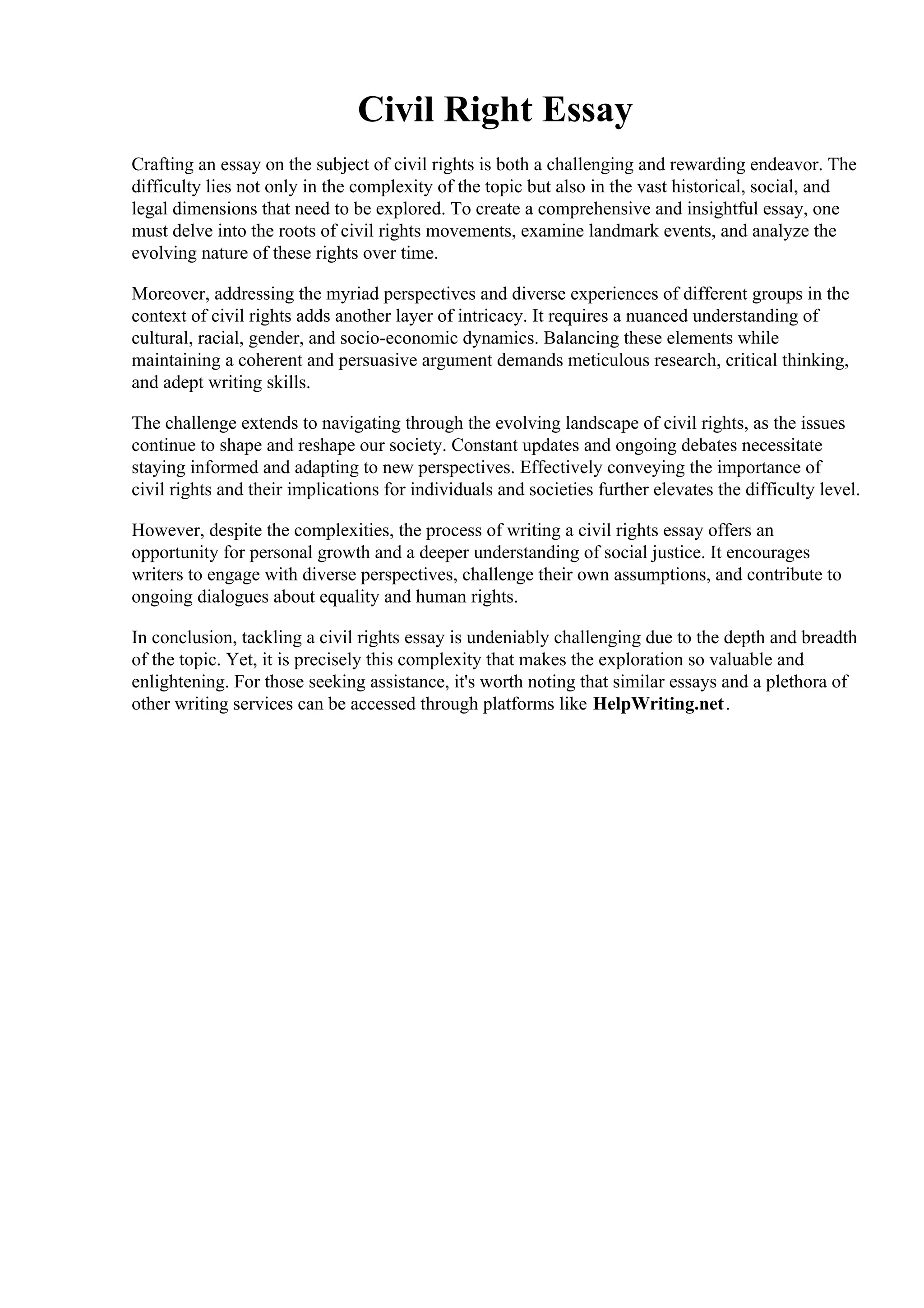 Civil Right Essay | PDF