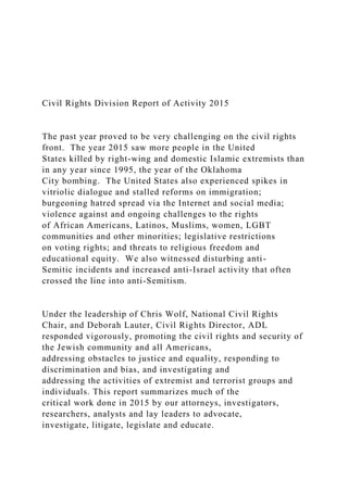 Civil Rights Division Report of Activity 2015 The pas.docx
