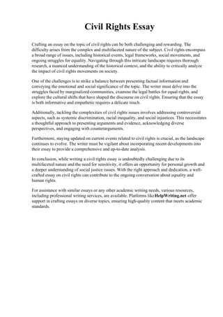 Civil Rights Essay. Northwestern Michigan College | PDF