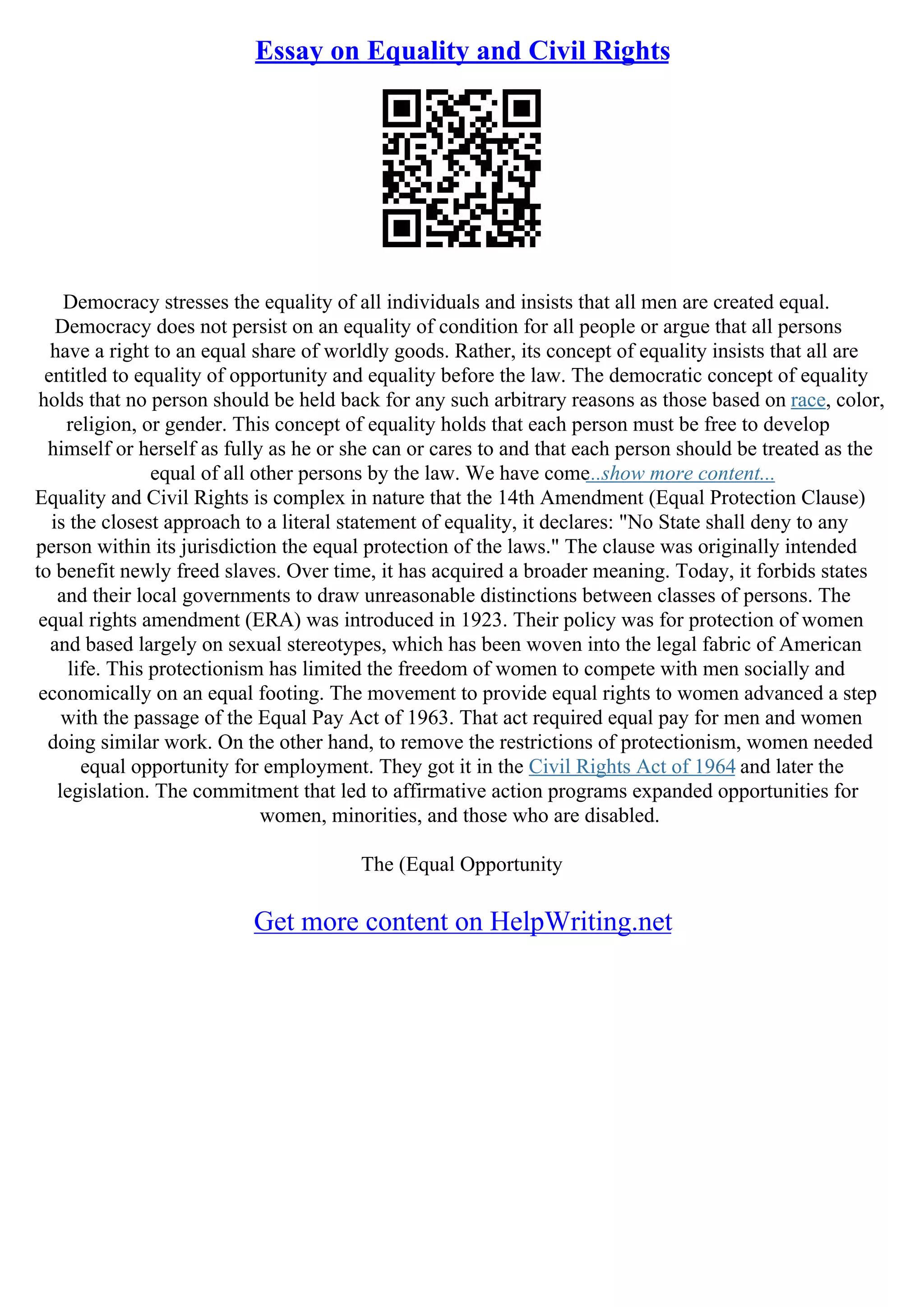 Civil Rights Essay Topics | PDF | Politics