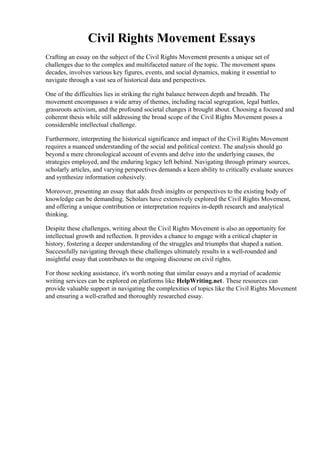 Civil Rights Movement Essays | PDF