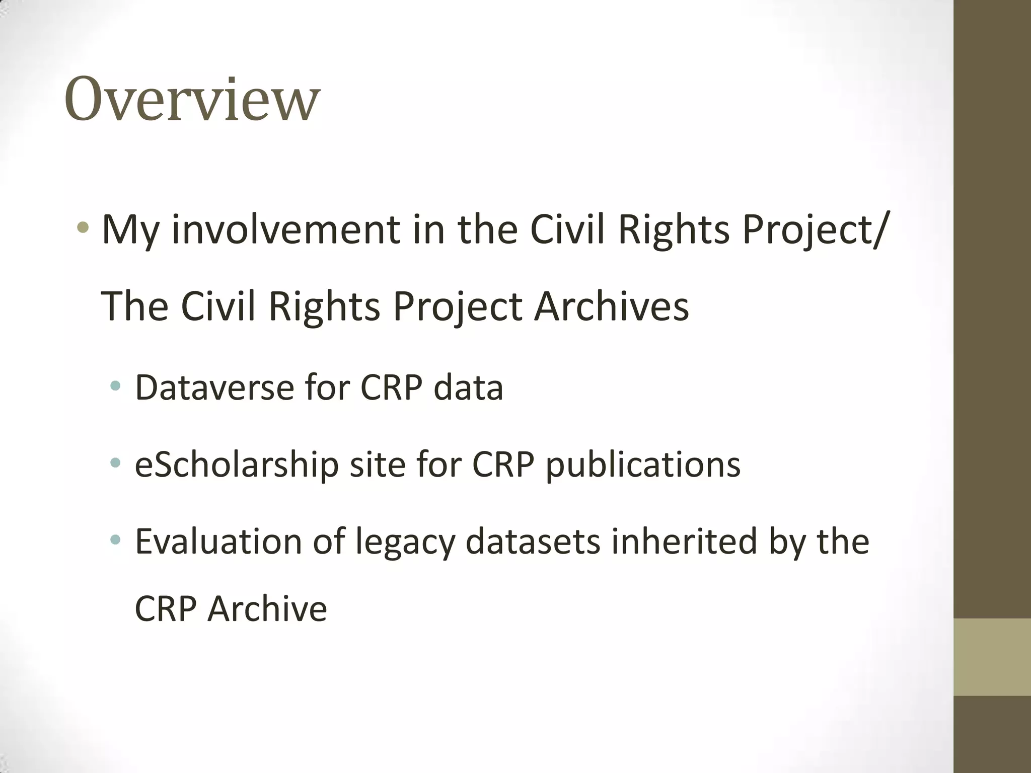 Preservation Strategy for the UCLA Civil Rights Project | PPT
