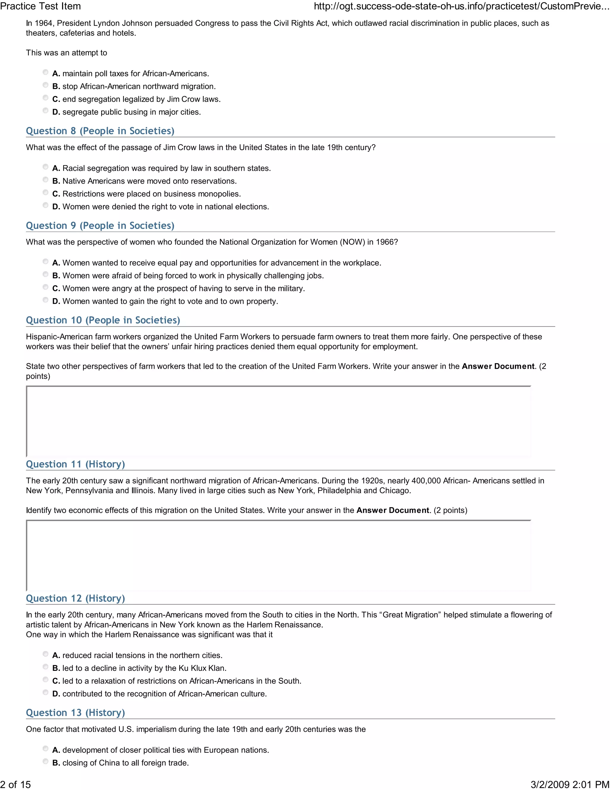 Civil Rights Questions | PDF