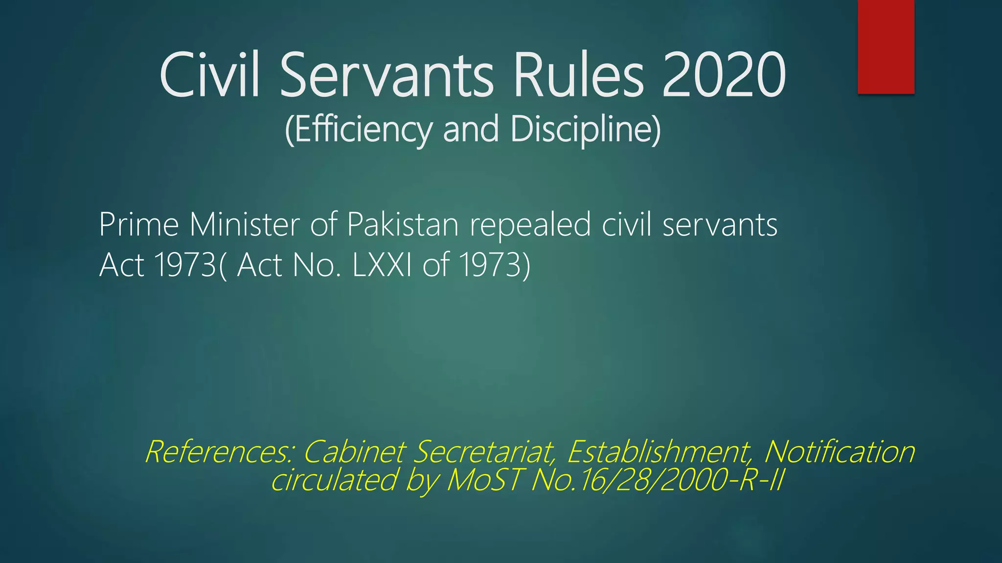 Civil servant efficiency and discipline rules, 2020 | PPTX